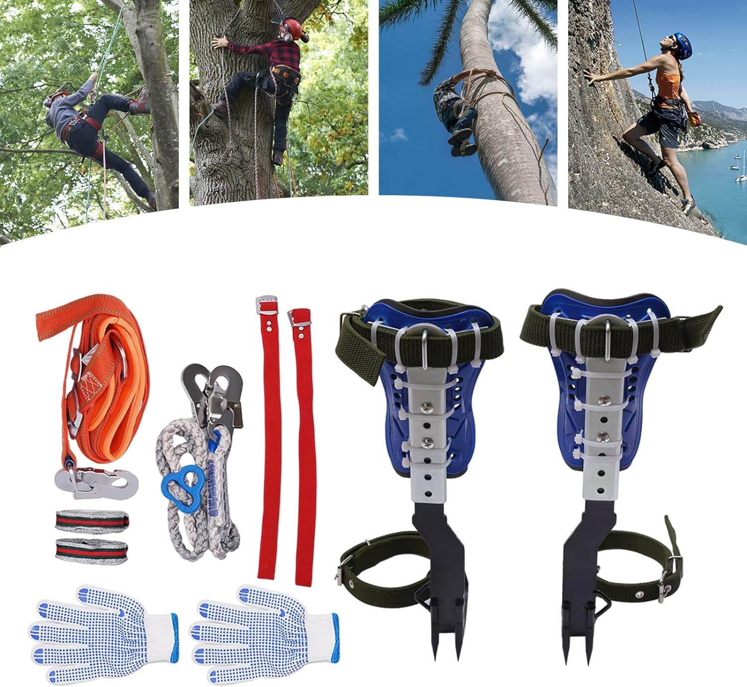 Tree Climbing Spikes Set Adjustable Tree Climbing Gear Pole Forging ...
