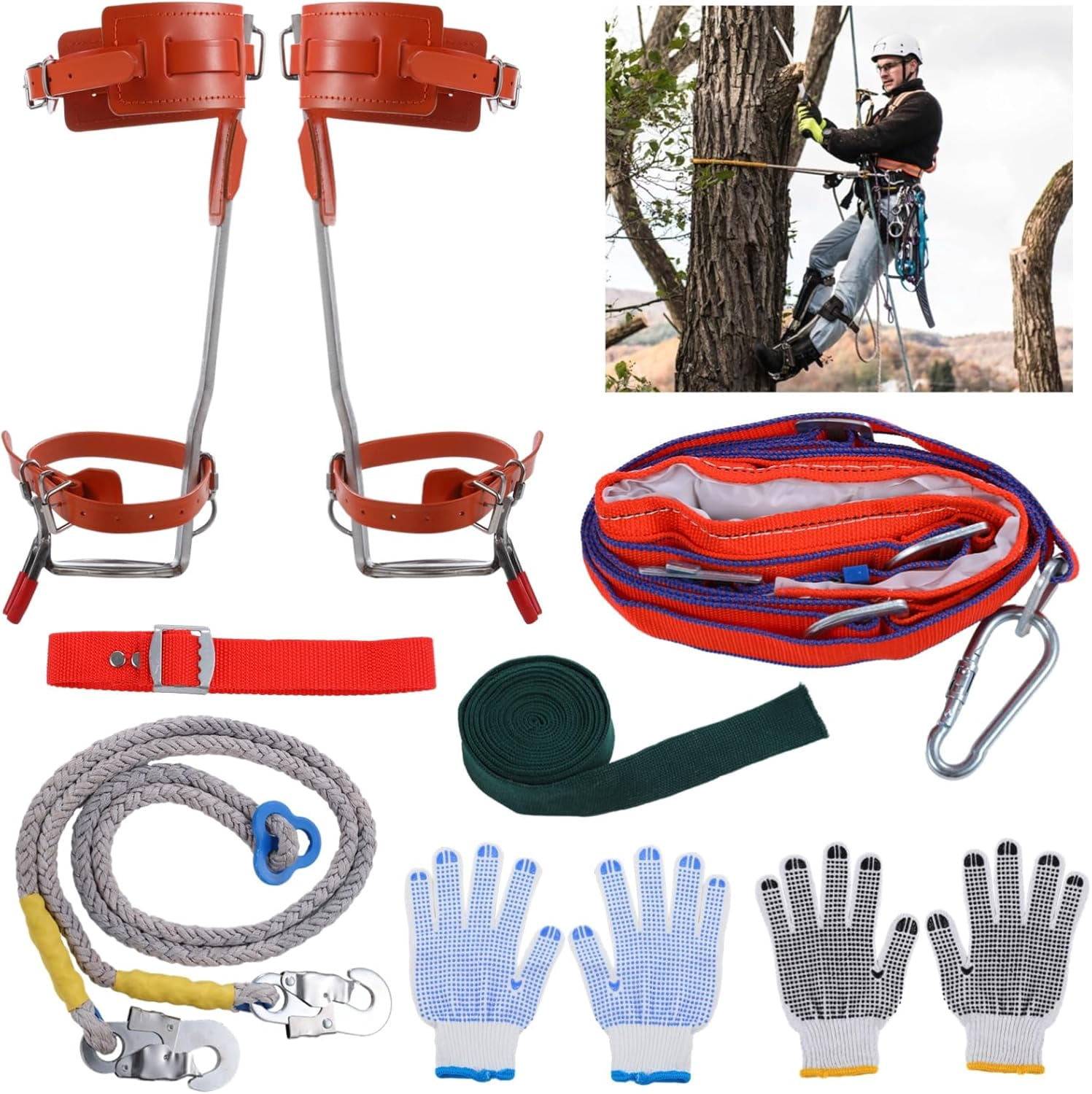 Tree Climbing Spikes Set, Adjustable Tree Climbing Spikes Kit, Complete ...