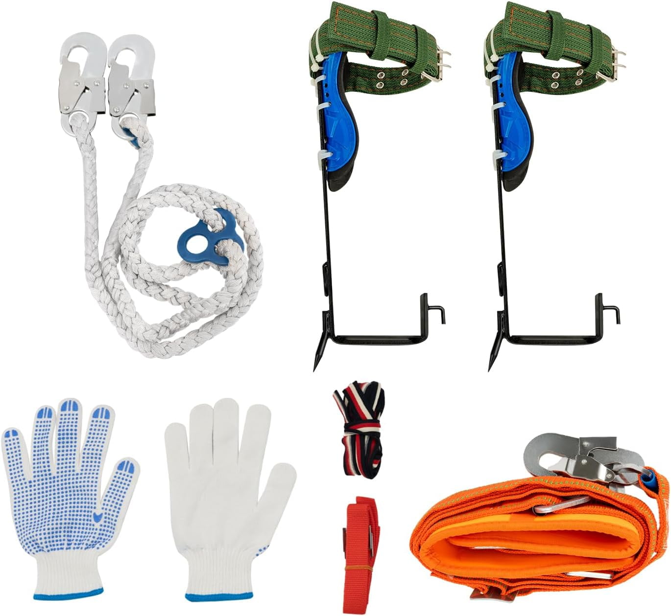 Tree Climbing Spikes Set, Pole Climbing Spurs w/Adjustable Rope Climber ...