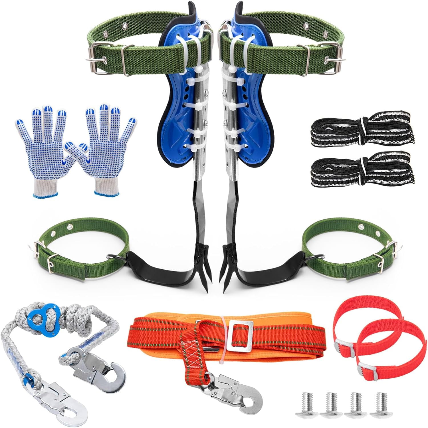 Tree Climbing Spikes, Tree Climbing Gear with Adjustable Climbing Belt ...