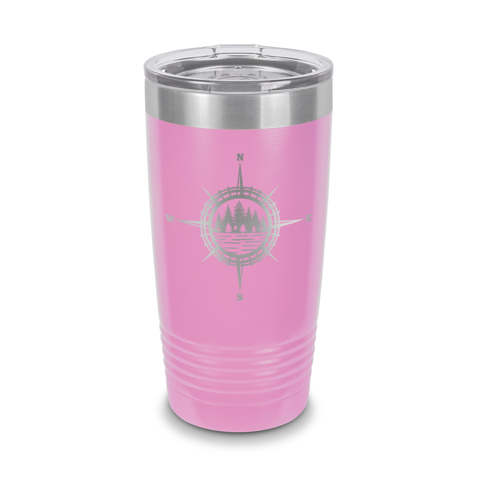 Tree Compass Tumbler 20 oz - Laser Engraved w/ Clear Lid - Stainless ...