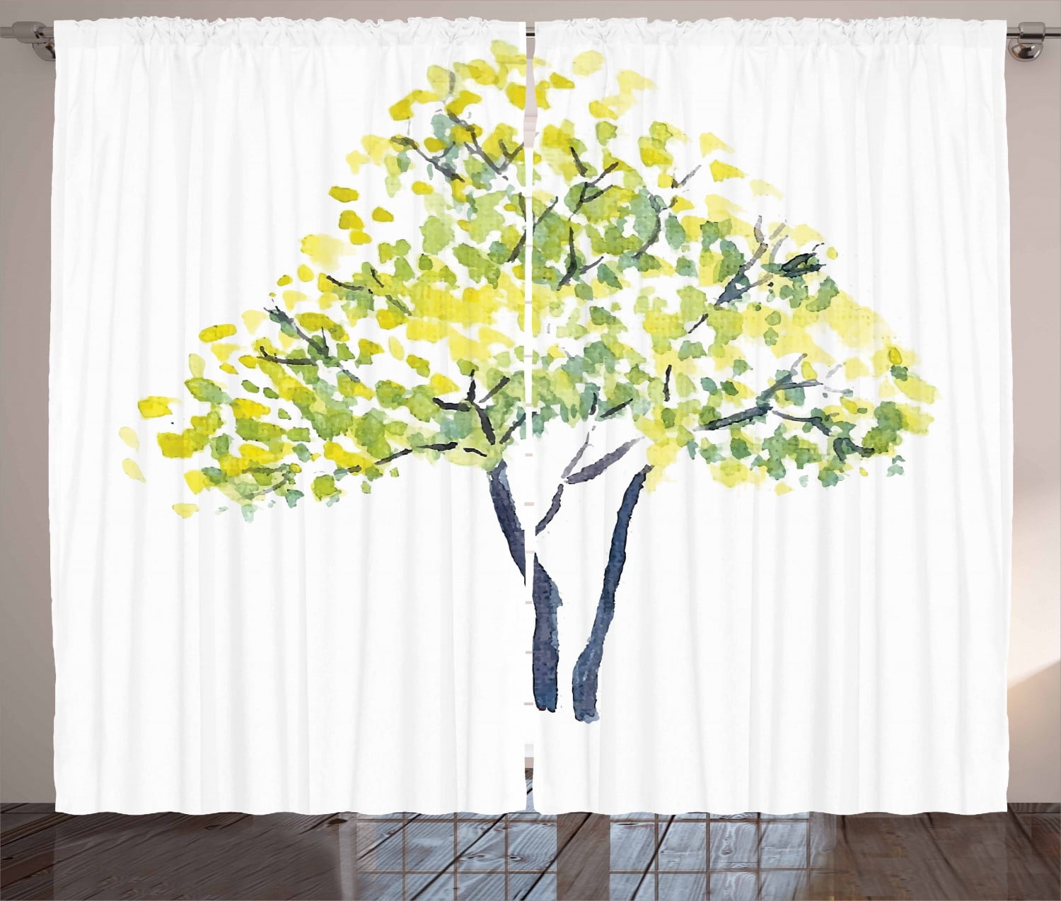 Ambesonne Tree Curtains 2 Panel Set, Blooming Spring Branch, 108" x 108 ...