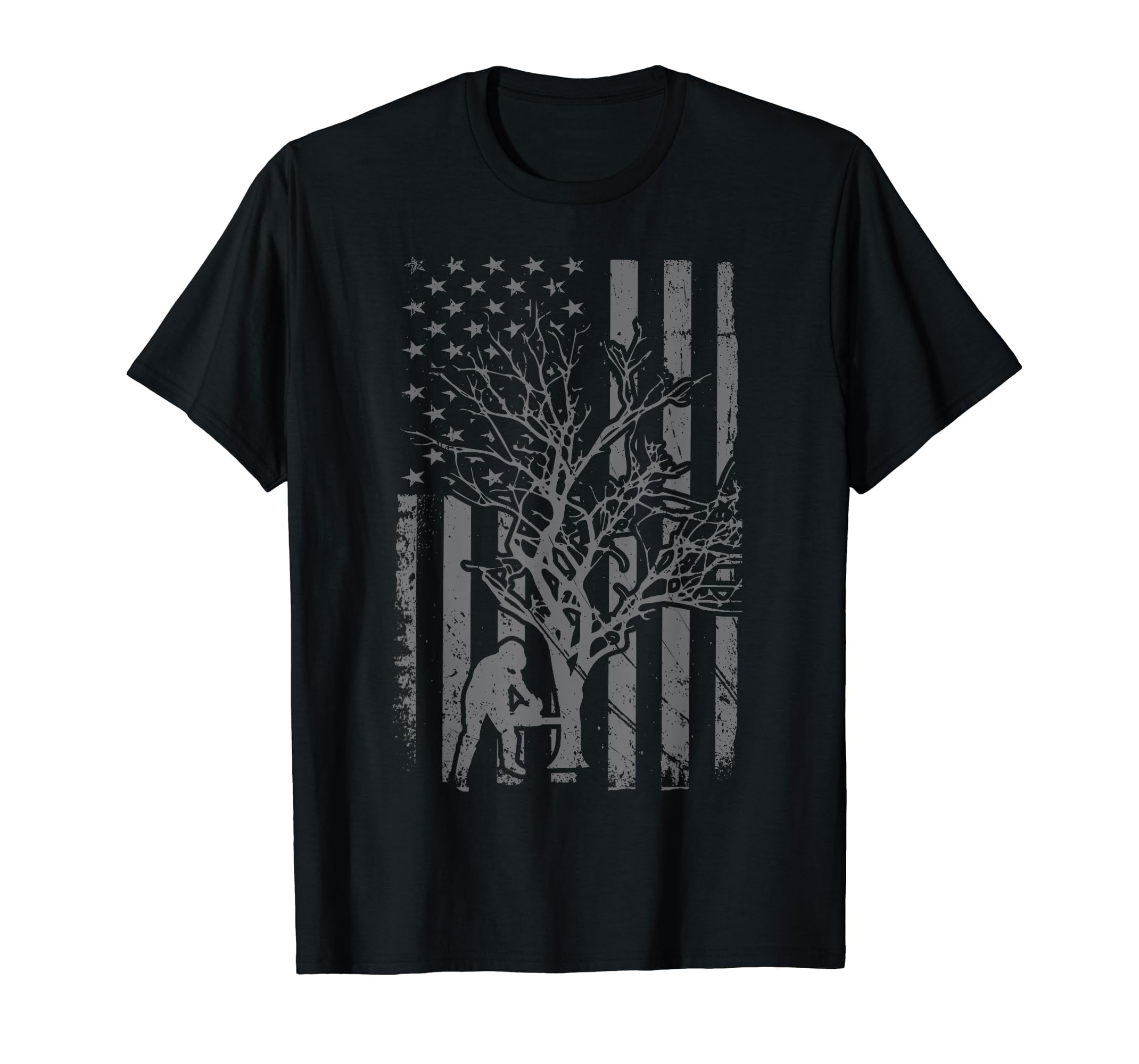 Tree Cutter American Flag Chainsaw Operator Arborist Patriot T-Shirt ...