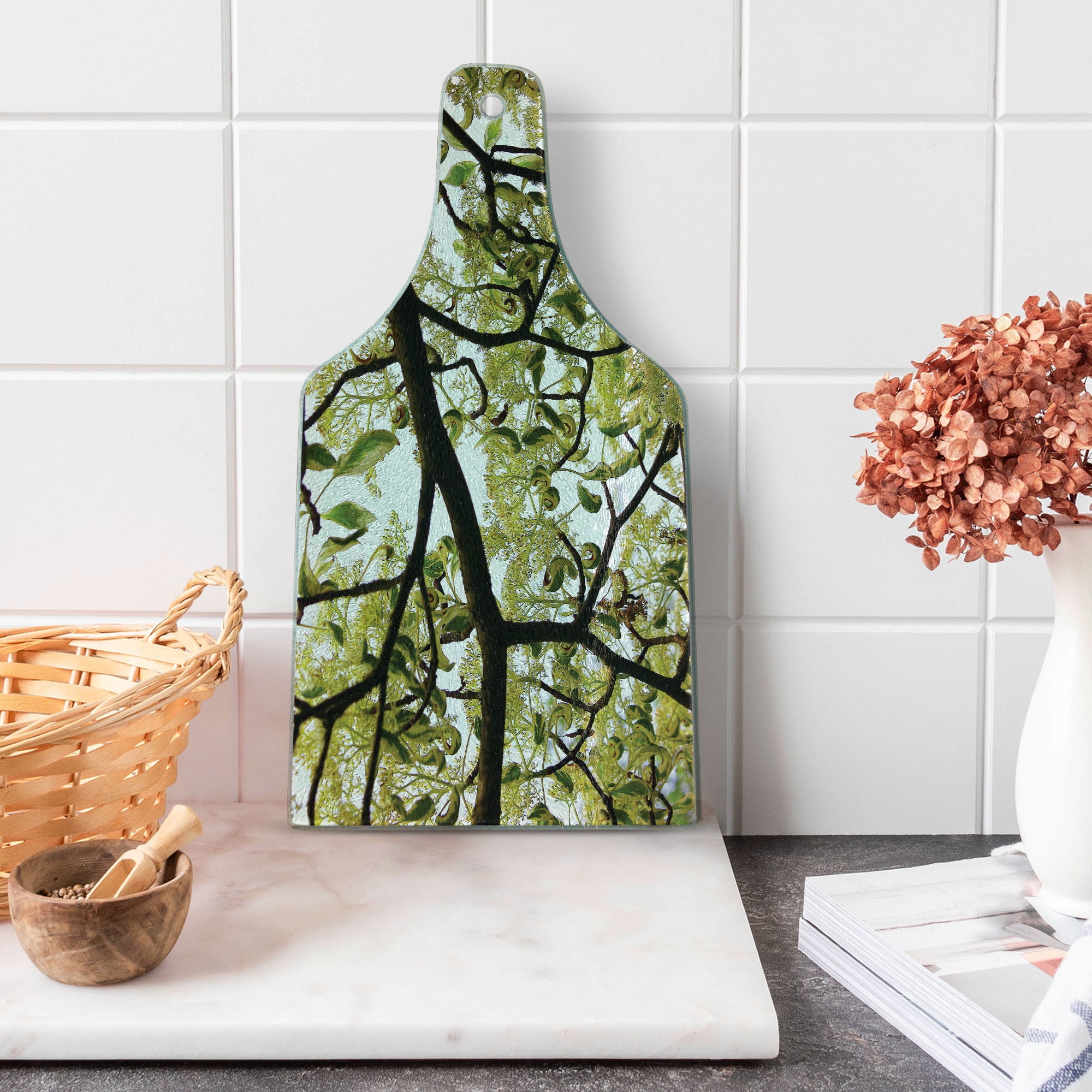 Tree Cutting Board, Nature Themed Macro Photo of Close up Leafy ...