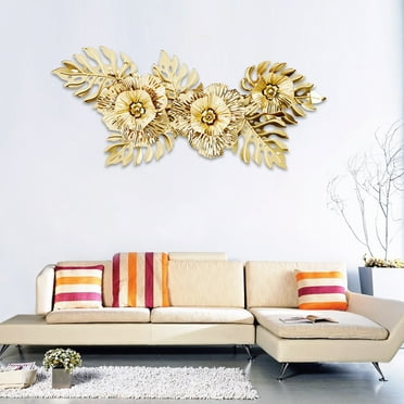 11.8" Gold Wall Decor 3pcs White and Gold Wall Sculptures Modern Accent ...