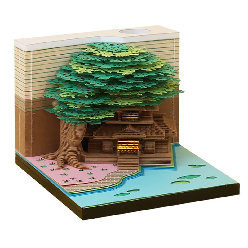 Tree Desk Calendar With LED Lights 2025 Calendar Memo Pad Creative Desk ...