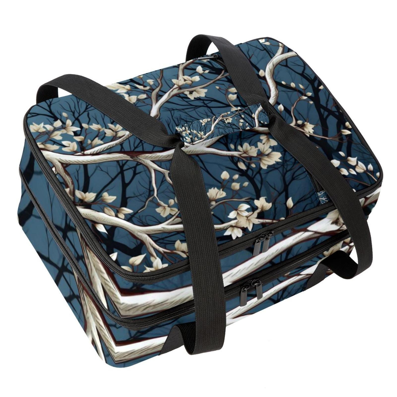 Tree Double Layered Insulated Lunch Bag with Two Compartments, Large ...