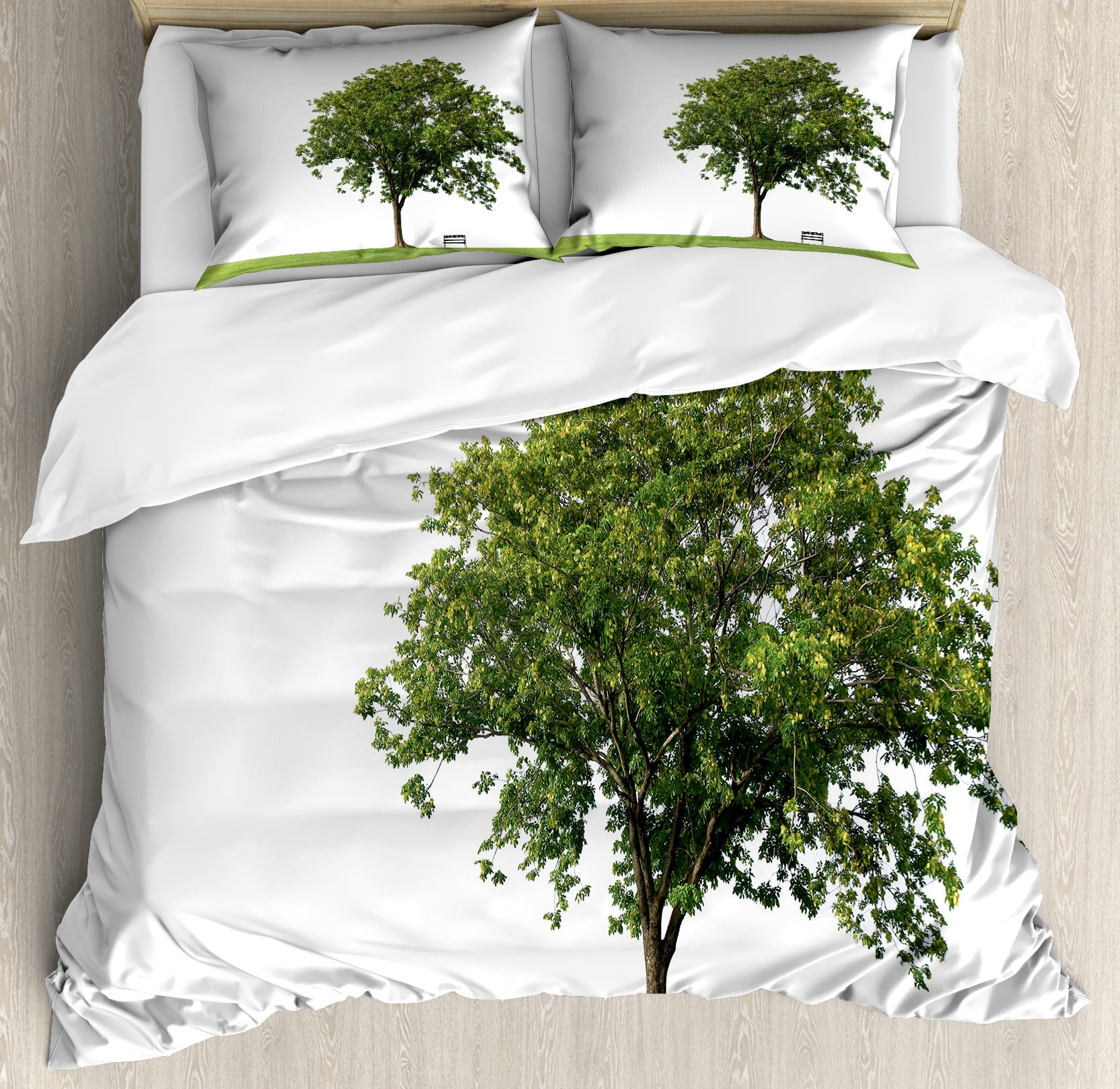 Tree Duvet Cover Set, Bench Under Majestic Tree Looks Like Solitude in ...