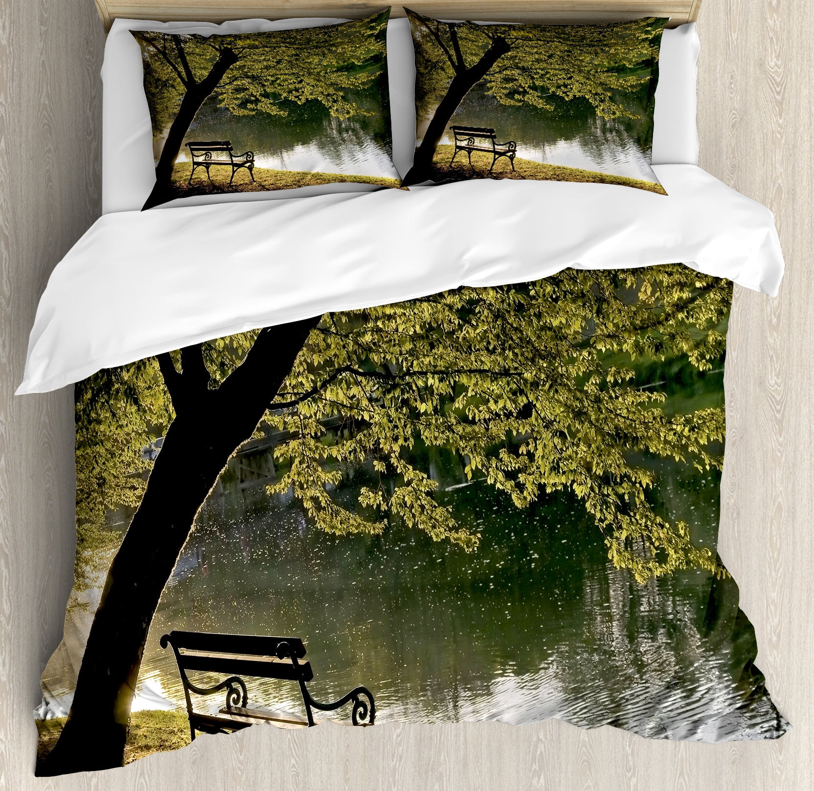 Tree Duvet Cover Set, Bench Under Timber Tree by Riverside Epic ...