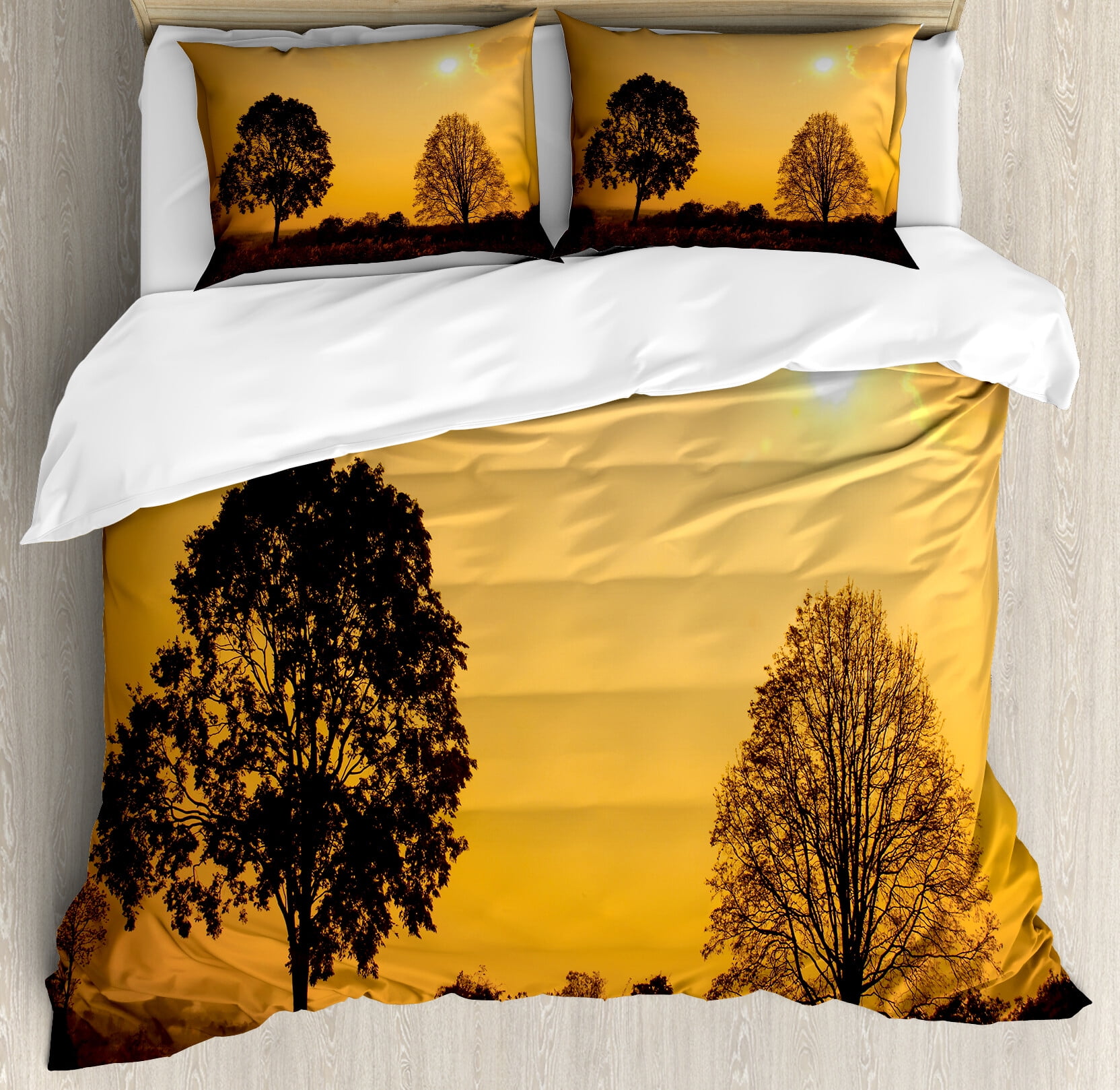 Tree Duvet Cover Set, Desert Tree on Sunset Sunny Hot Summer Day ...
