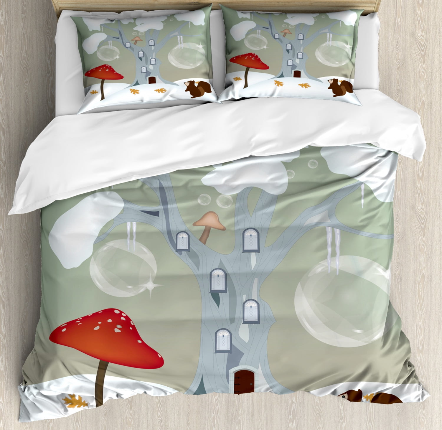 Tree Duvet Cover Set Queen Size, Lonely Tree Standing Alone in Crusted ...
