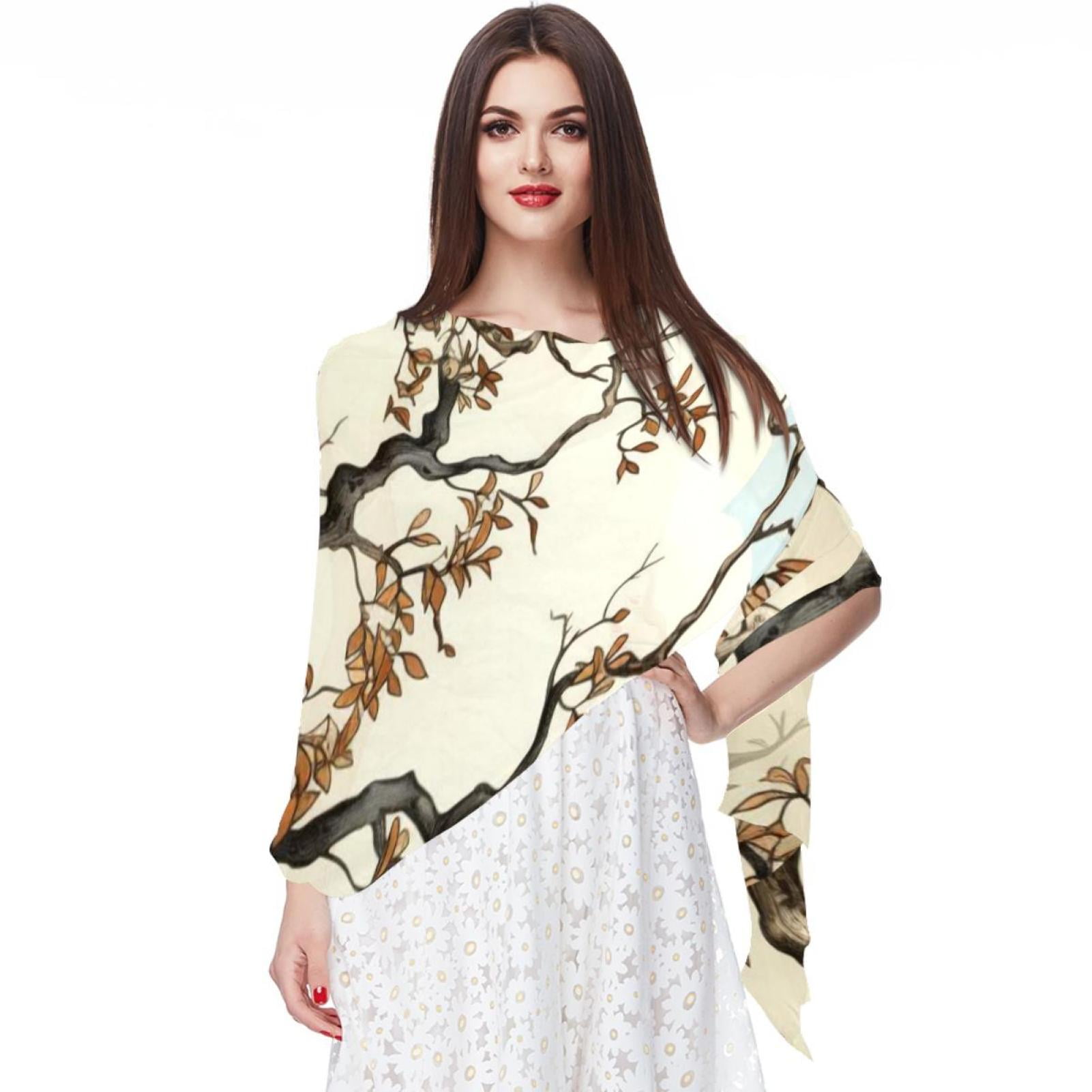Tree Elegant Chiffon Yarn Silk Scarf for Women - Translucent and ...
