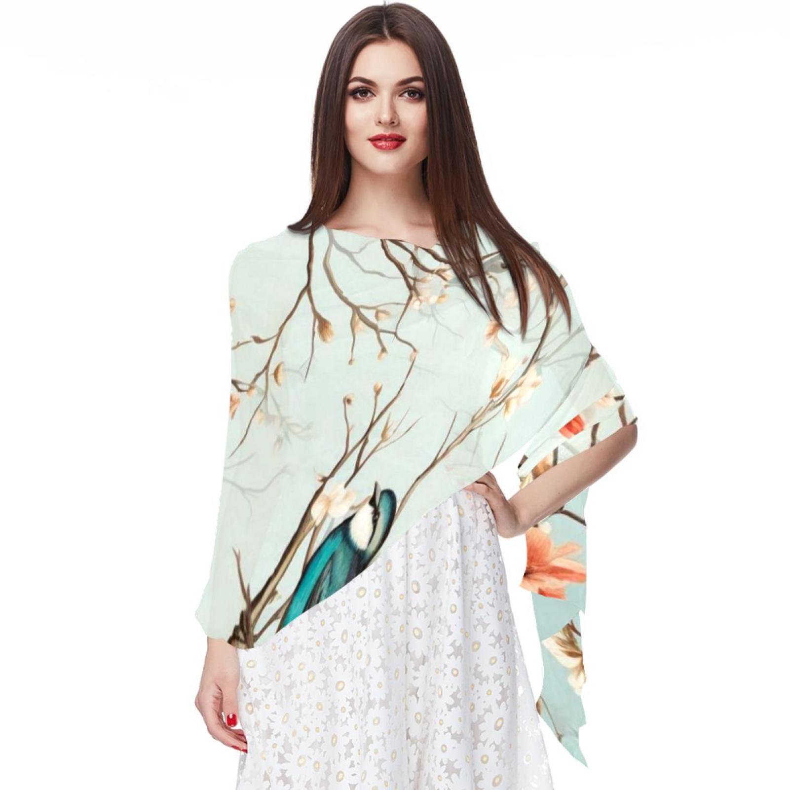 Tree Elegant Silk Scarf - Translucent Chiffon Yarn - Lightweight and ...