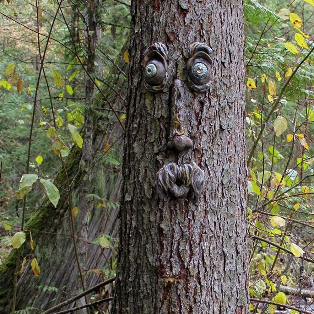 Tree Faces Decor Outdoor, 12 Inch Tree Face Outdoor Statues Old Man ...