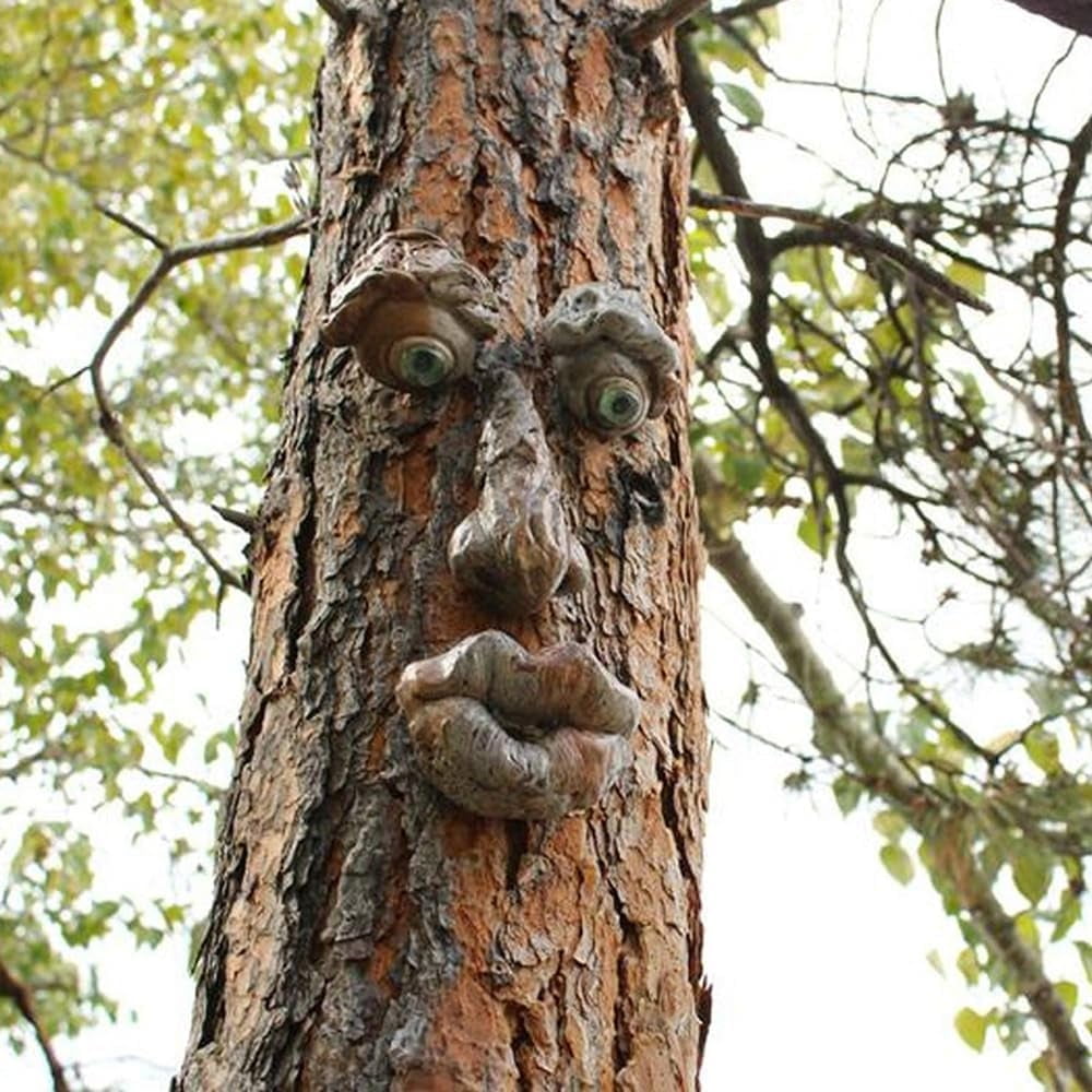 Tree Faces Decor Outdoor, 12 Inch Tree Face Outdoor Statues Old Man ...