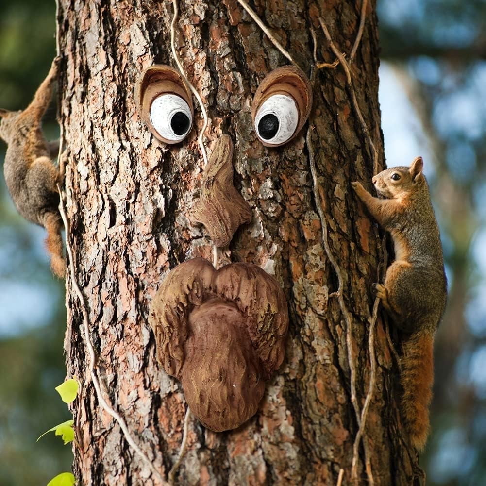 Tree Faces Decor Outdoor, 12 Inch Tree Face Outdoor Statues Old Man ...