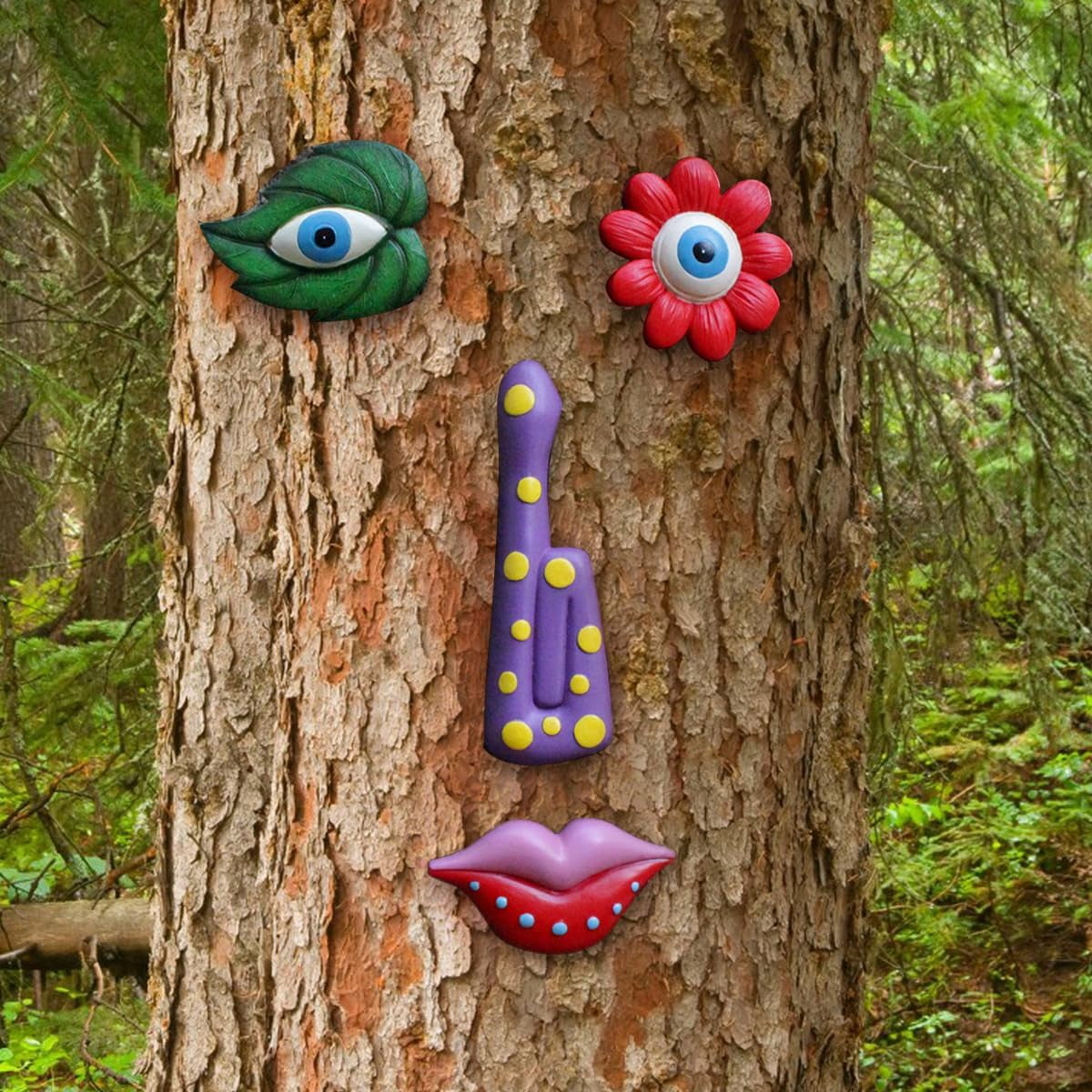 Tree Faces Decor Outdoor, 12 Inch Tree Face Outdoor Statues Old Man ...