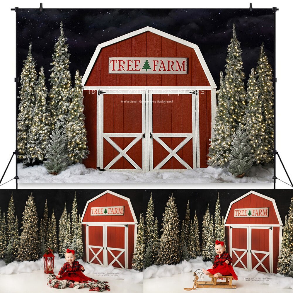 Tree Farm Barn Backdrops Kids Winter Portrait Photography Adult Child ...