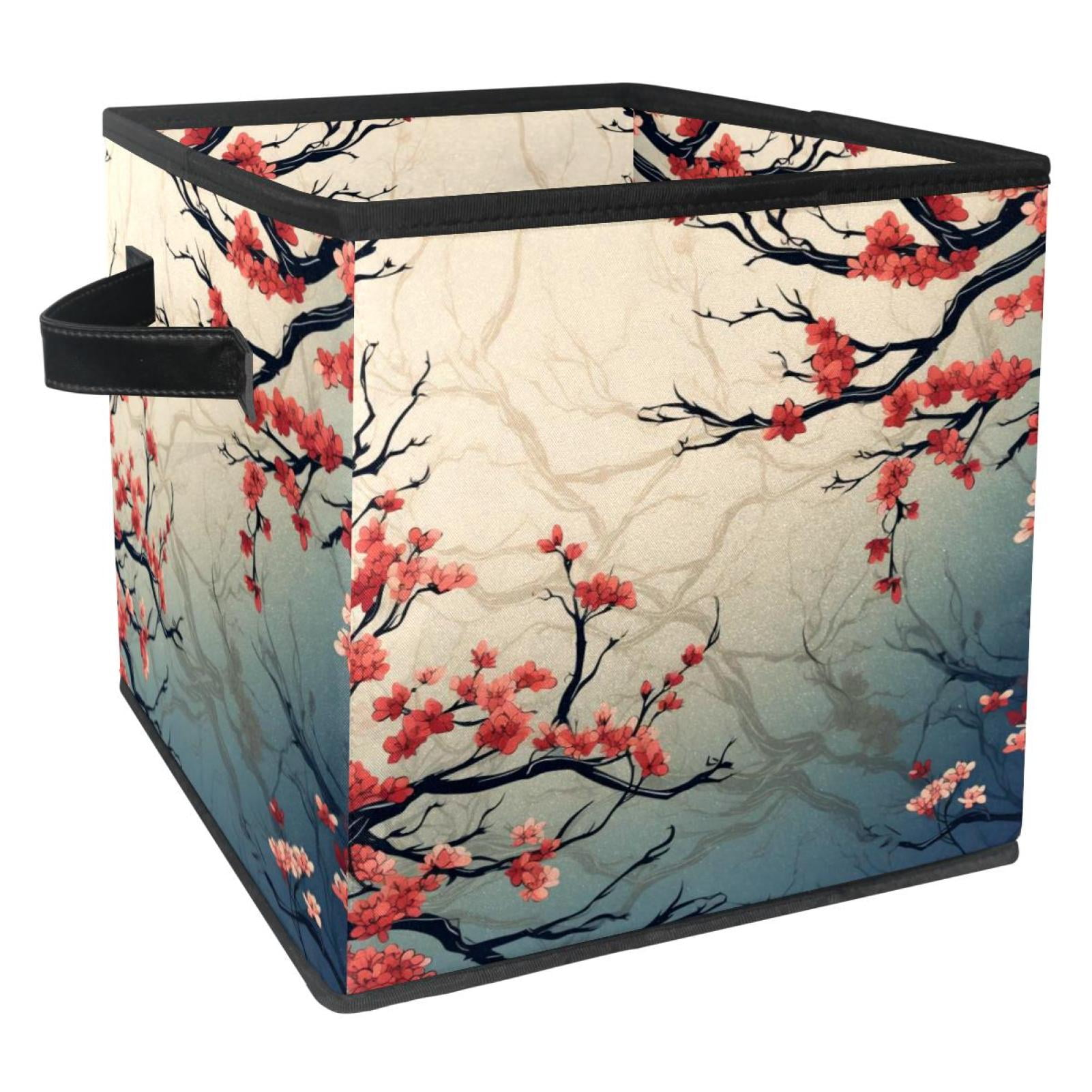 Tree Foldable Storage Cubes Organizer Bins with Handle, 10.8"x10.5"x10 ...