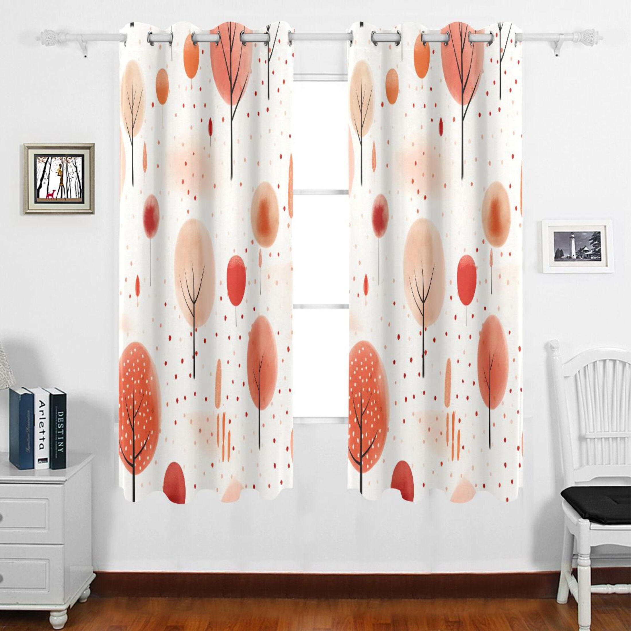 Tree Forest Grommet Blackout Curtains Thermal Insulated Window Curtain ...