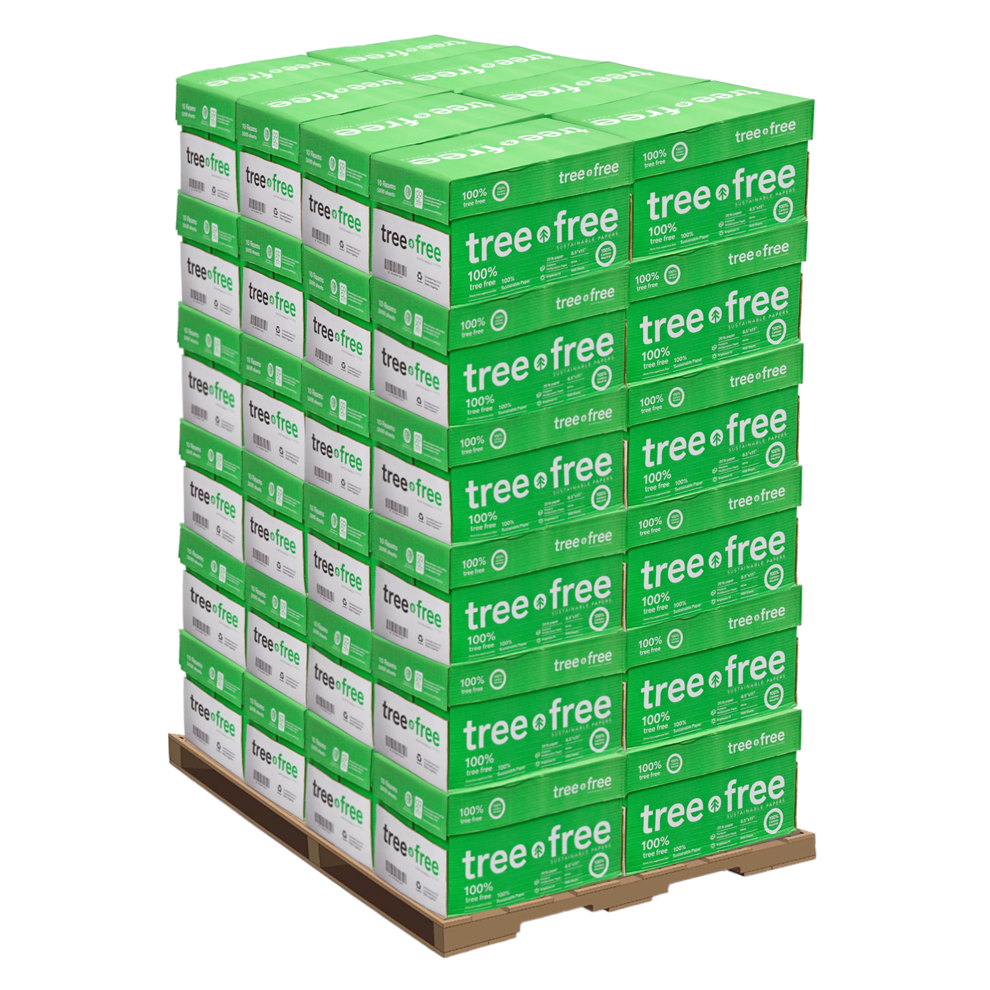 Tree Free Copy Paper 20 LB 8.5" x 11", 40 Cases - Pallet 200,000 Sheets ...