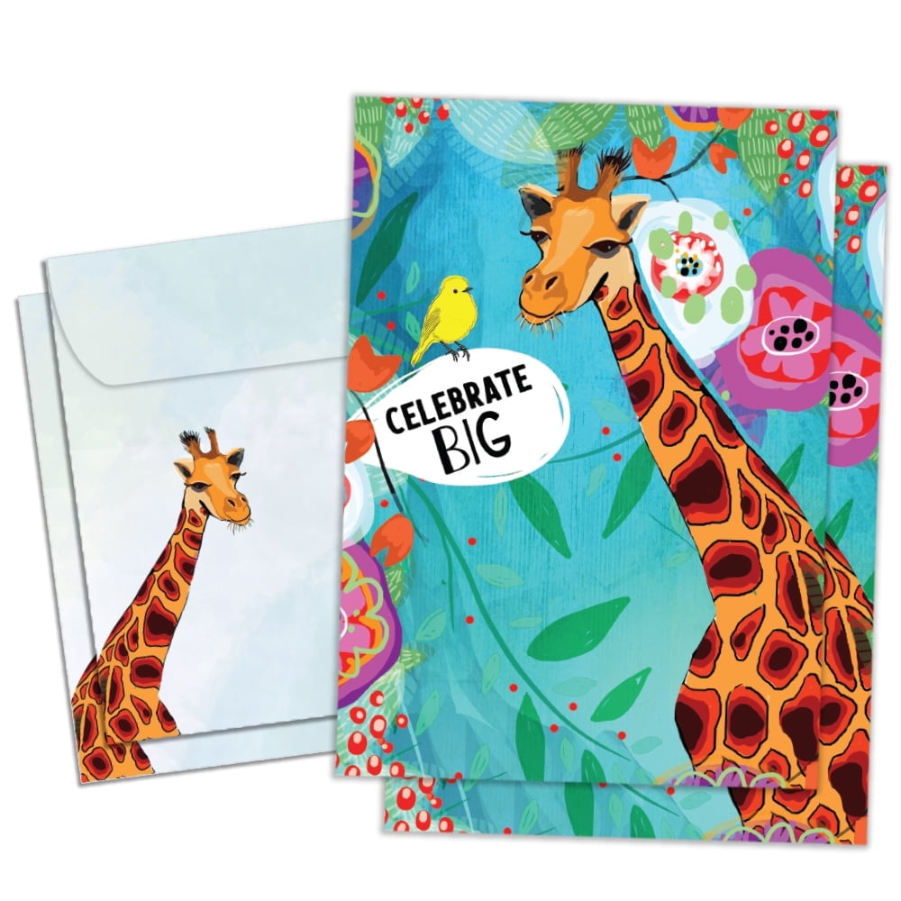Tree-Free Greetings Birthday Greeting Card 2 Pack, 5x7, Hello Giraffe ...
