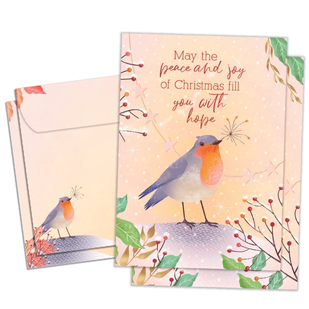 Tree-Free Greetings Christmas Greeting Card 2 Pack, 5x7, Peace Joy Hope ...