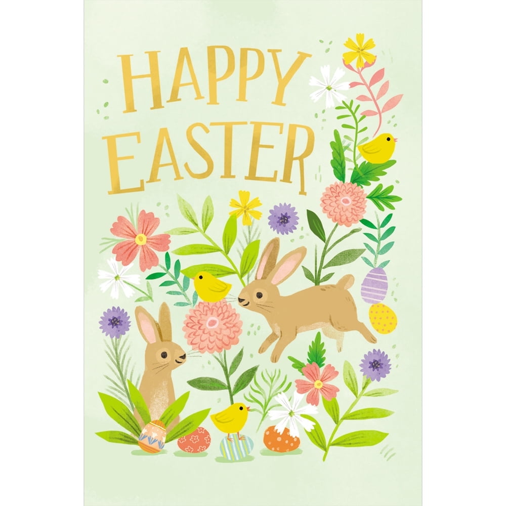 Tree-Free Greetings Easter Greeting Card 12 Pack, 4x6, Floral Bunnies ...
