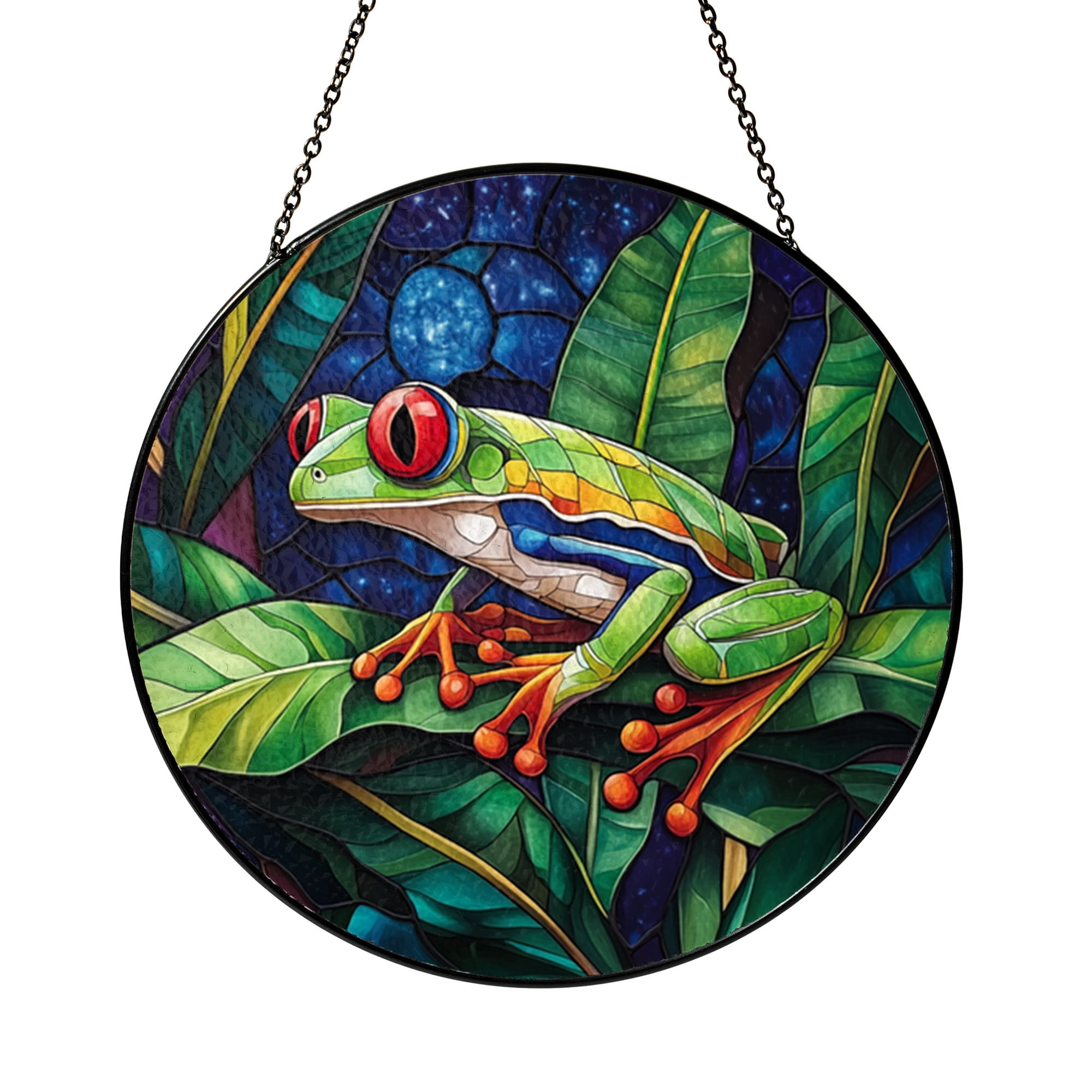 Tree Frog Night Scene Stained Glass Suncatcher – Rainforest Window ...