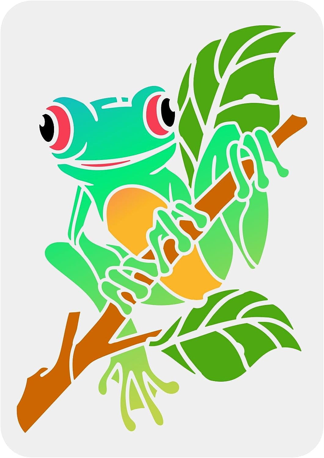 Tree Frog Painting Stencil 8.3x11.7inch Reusable Frog on Tree Pattern ...