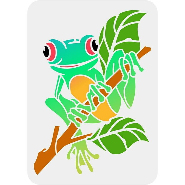 Tree Frog Painting Stencil 8.3x11.7inch Reusable Frog on Tree Pattern ...