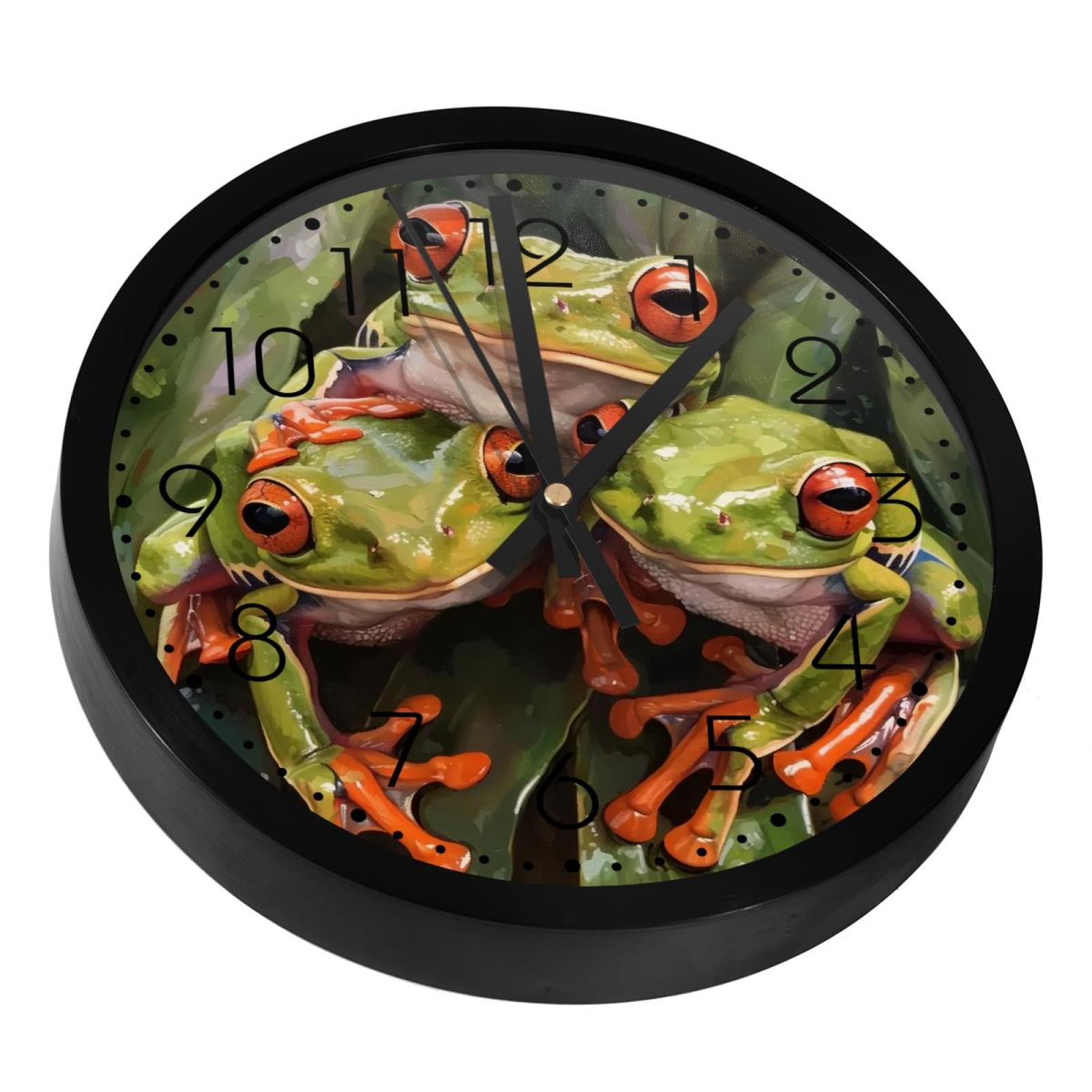 Tree Frogs Silent Wall Clock, Non Ticking Battery Operated 9.8 Inch ...