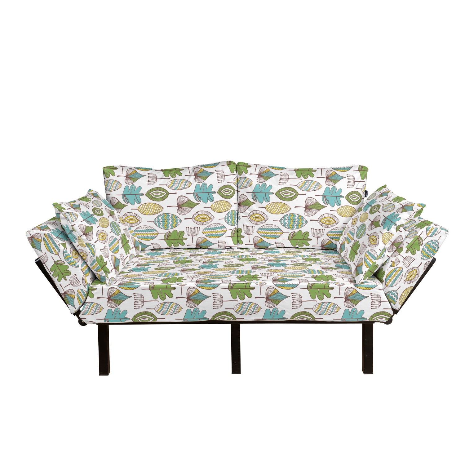 Tree Futon Couch, Scandinavian Design Leaf Modern Scribble Art Retro ...