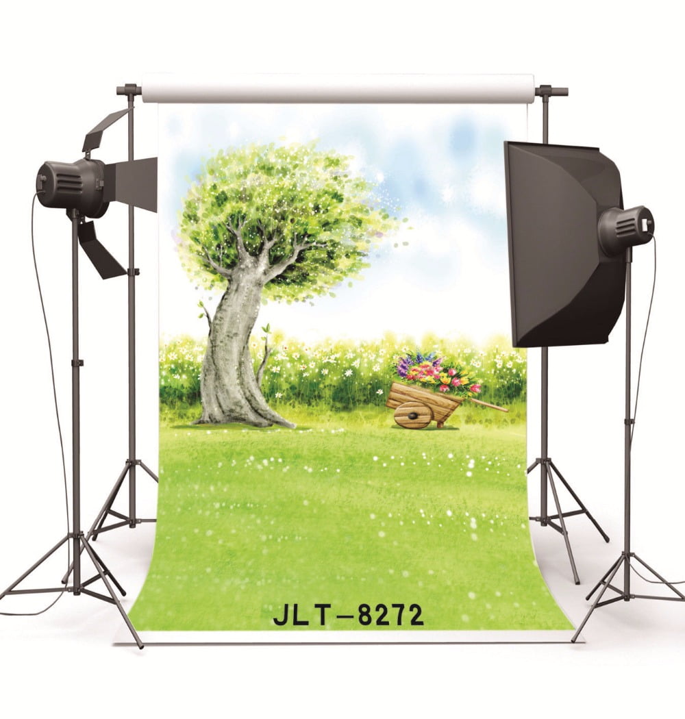 Tree Grassland Flower Paintings Vinyl Backdrops Computer Printed ...