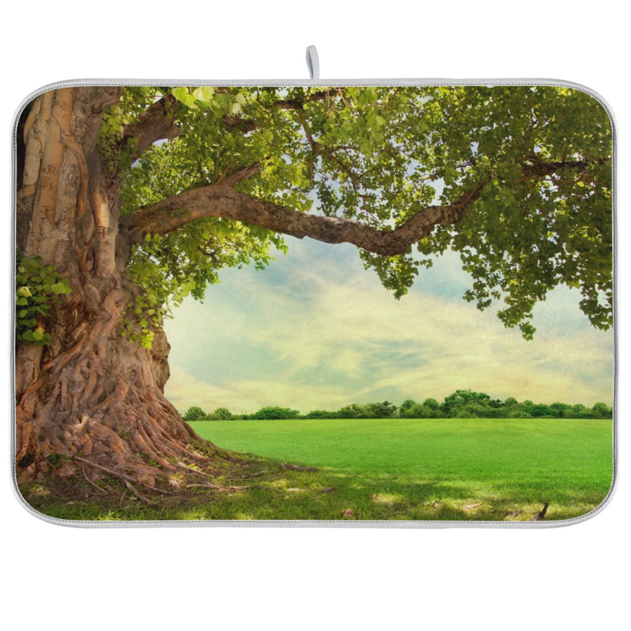 Tree Green Dish Drying Mat Microfiber Kitchen Mats Large Counter ...