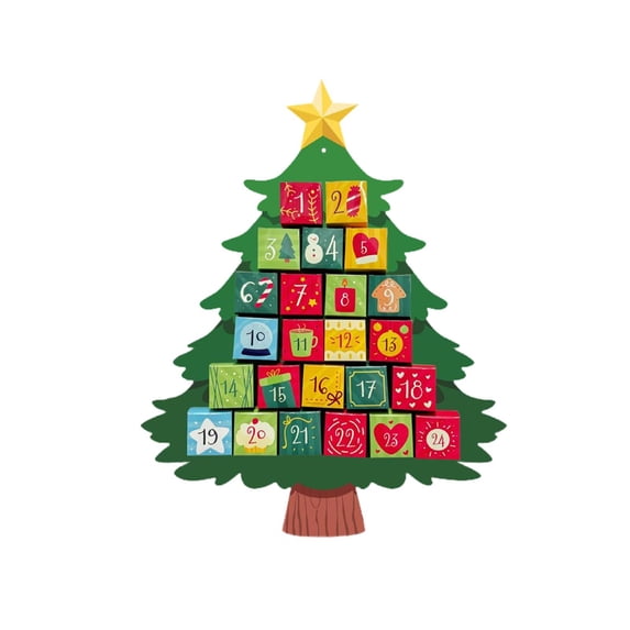 Tree Hanging Advent Calendars Wall Decor Pockets Paper Material ...