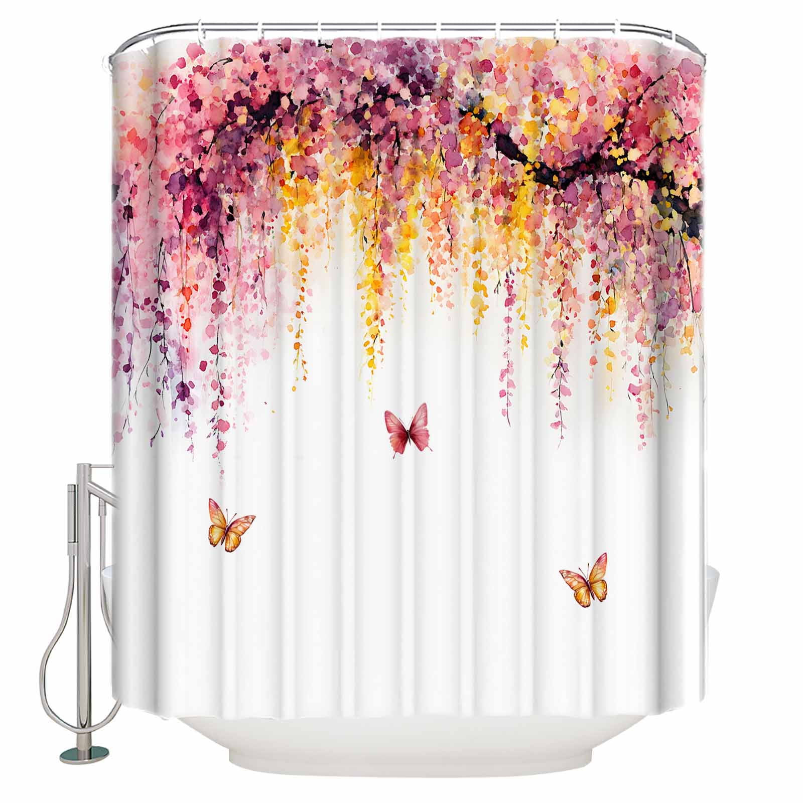 Tree No Hook Shower Curtain with Snap in Liner Abstract Country Cyan ...