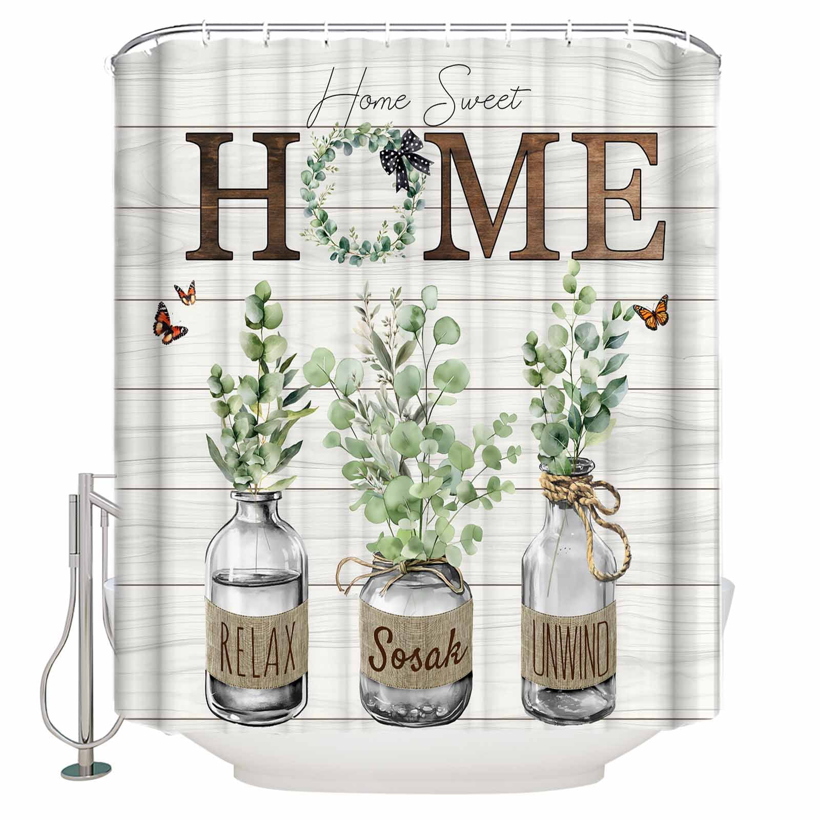 Tree No Hook Shower Curtain with Snap in Liner Abstract Country Red ...