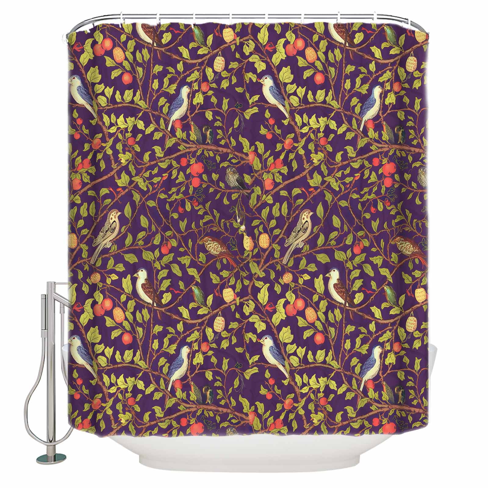 Tree No Hook Shower Curtain with Snap in Liner Beach Scenery Tropical ...
