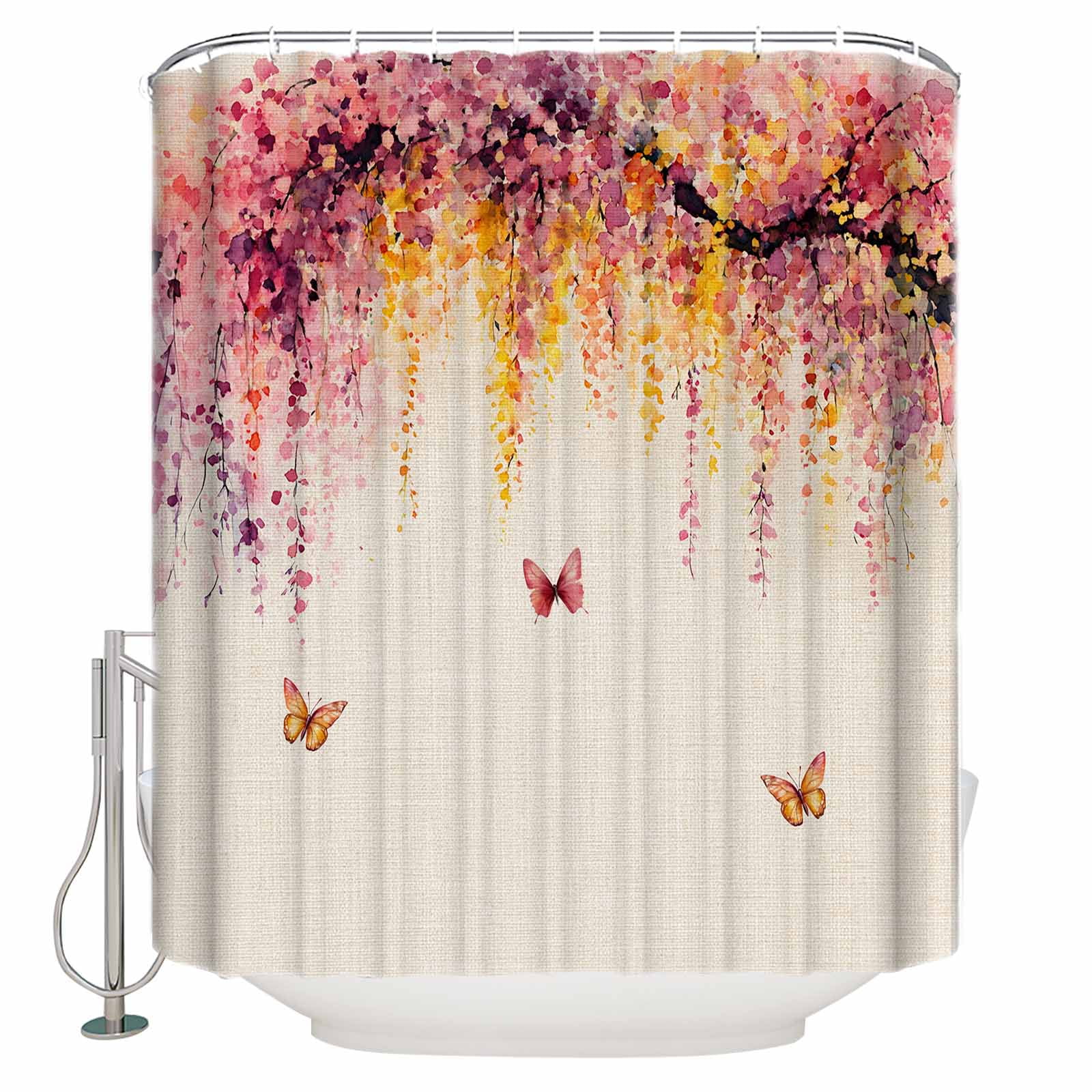 Tree No Hook Shower Curtain with Snap in Liner Farmhouse Country Green ...