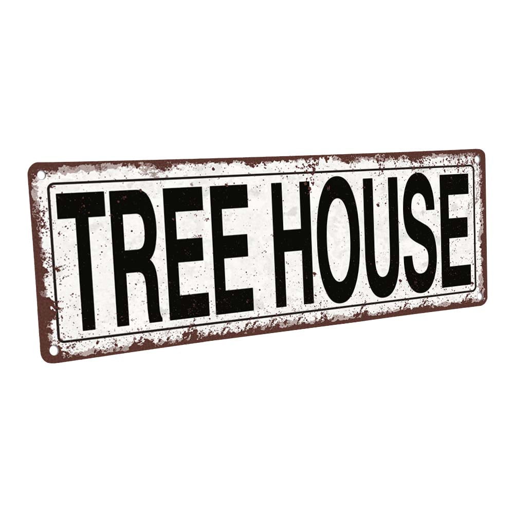 Tree House 4"x12" Metal Sign, Wall Décor for Porch, Patio, and Deck ...
