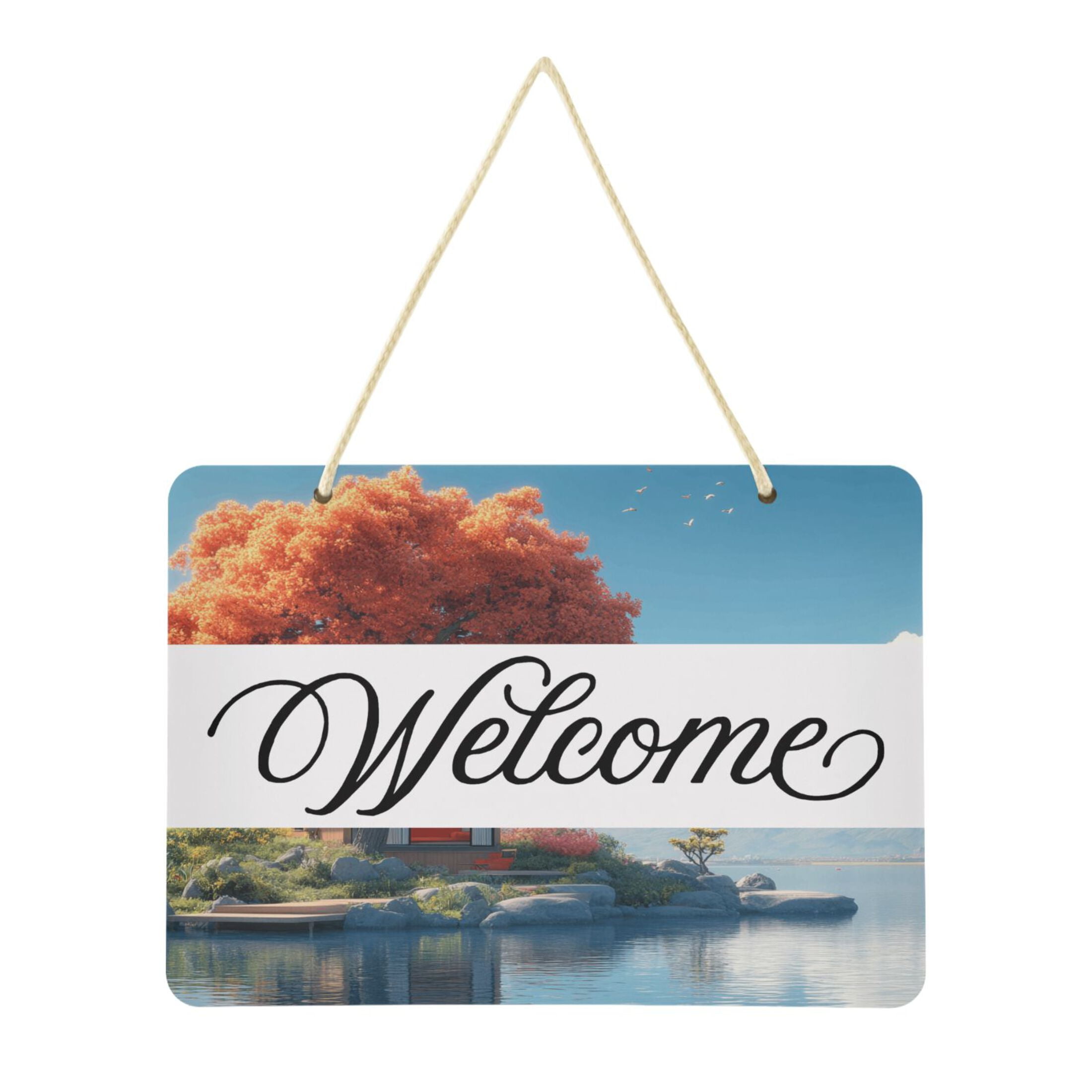 Tree House on Island Welcome Sign Front Door PVC 14x10 inch Hanger ...