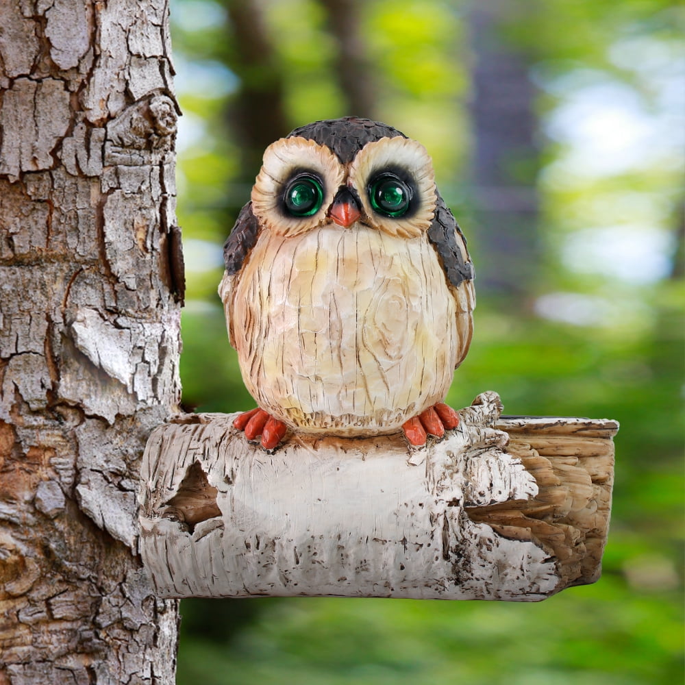 Tree Hugger Statues Fake Owl Garden Decor, Polyresin Outdoor Whimsical ...
