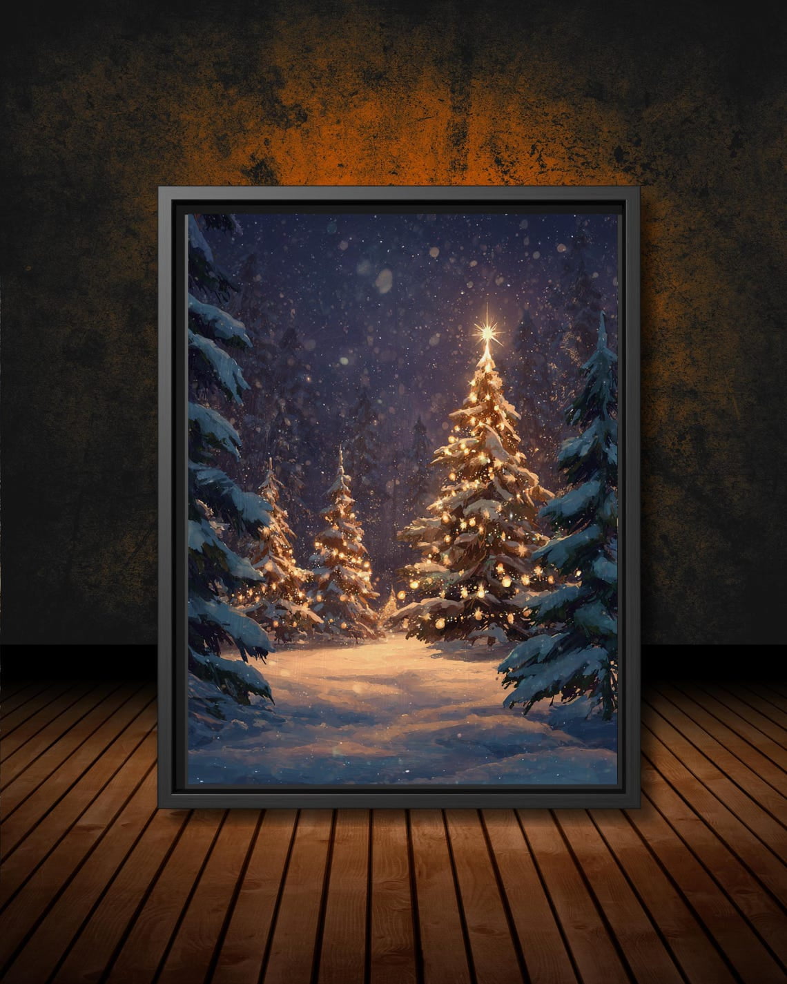 Tree In The Snow Wall Art Poster, Snowy Winter Wonderland Decor ...