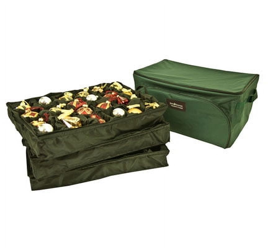 Tree Keeper 27" Green 3-Tray Christmas Ornament Storage Bag - Holds 72 ...