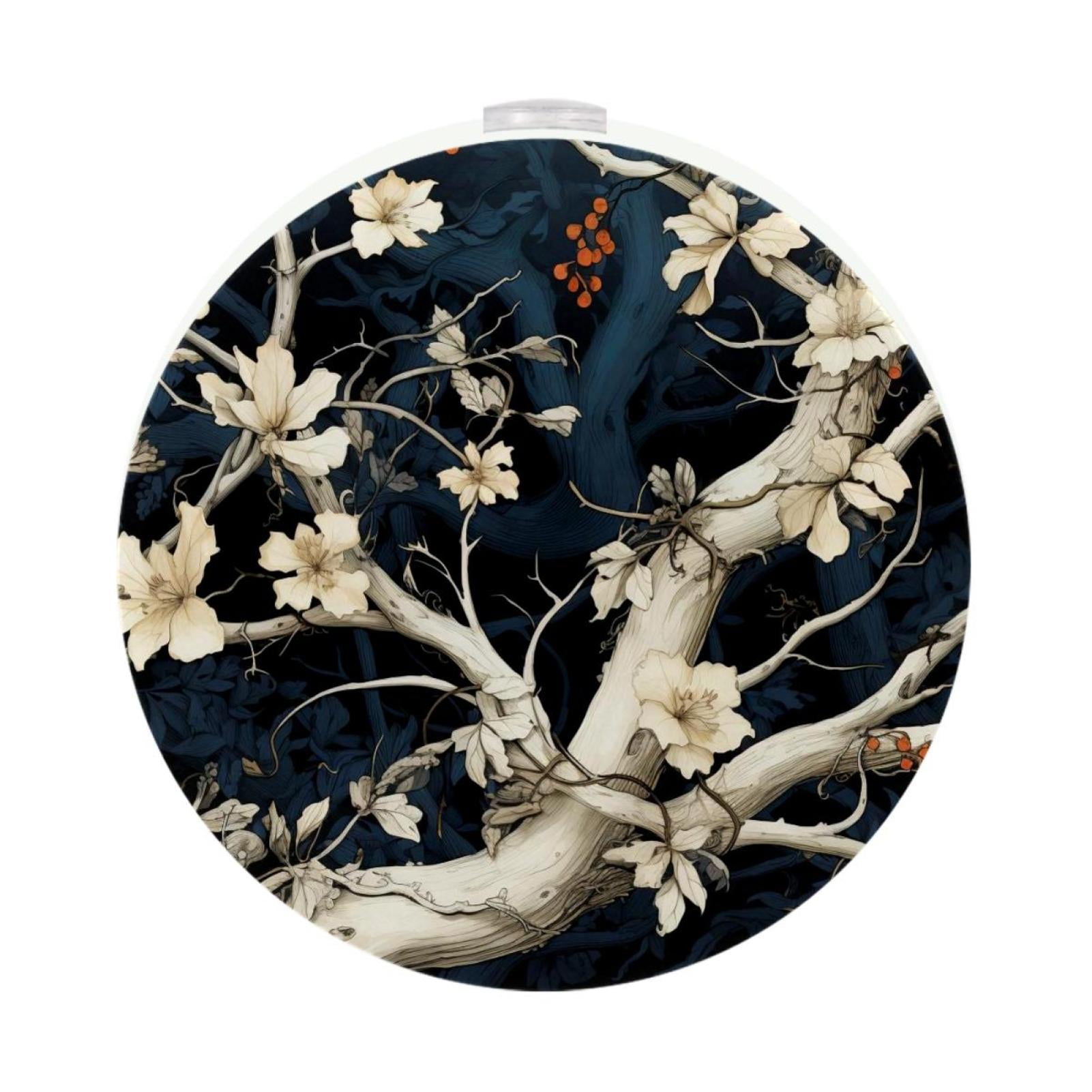 Tree LED Round Night Light-2PCS, Plug-in Mini Wall Socket Soft White ...