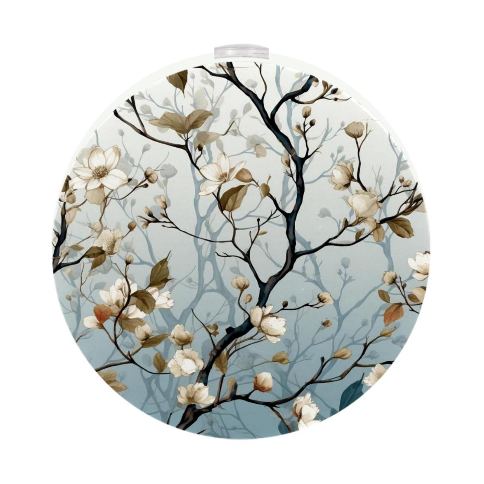 Tree LED Round Night Light- Set of 2, Portable Rechargeable Mini Circle ...