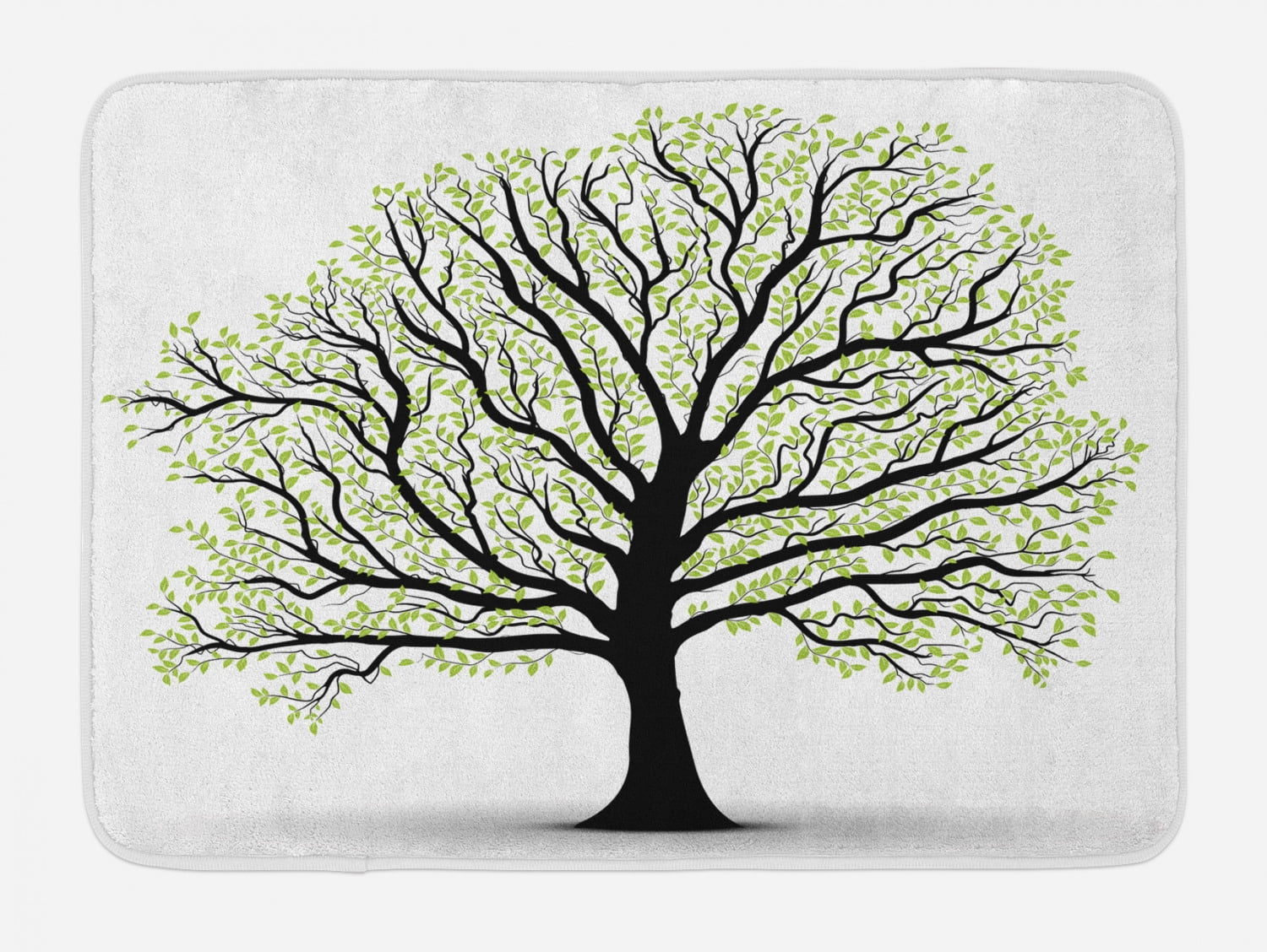 Tree of Life Bath Mat, Big Old Lush Tree with Lot of Leaves and ...