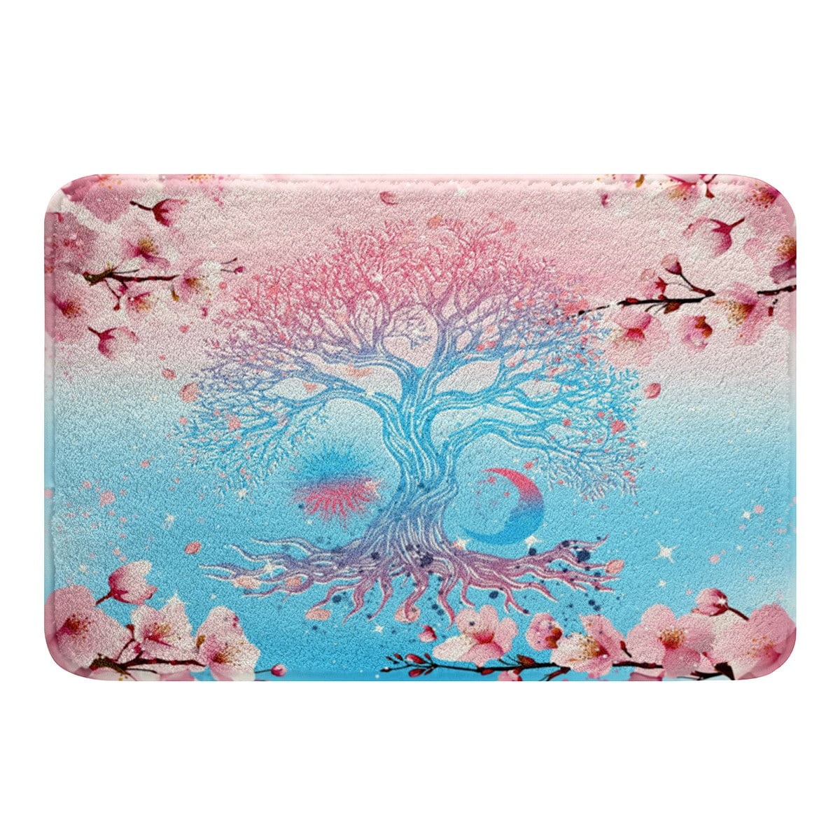 Tree of Life Bath Mat Sun and Moon Bathroom Accessories 16"x24",Cherry ...