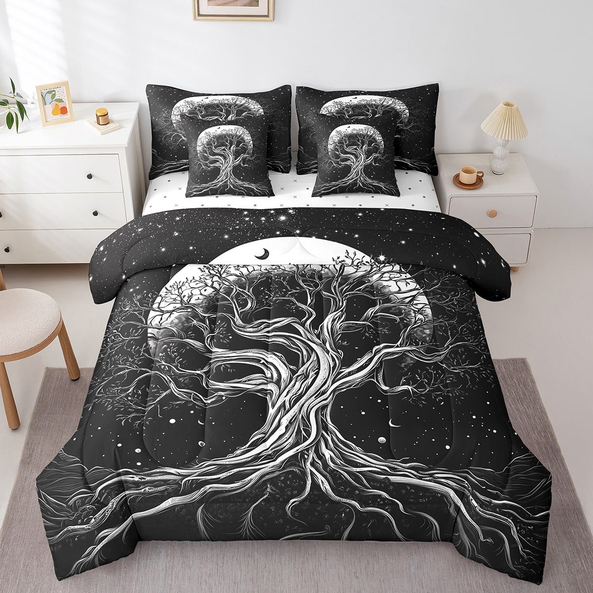 Tree Of Life Bedding Set Boho Galaxy Trippy Stars Moon Bed In A Bag ...